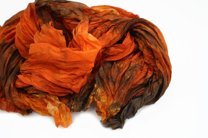 Hand Dyed Silk Scarf - Persimmon - Orange, Brown Silk Scarf. - Etsy