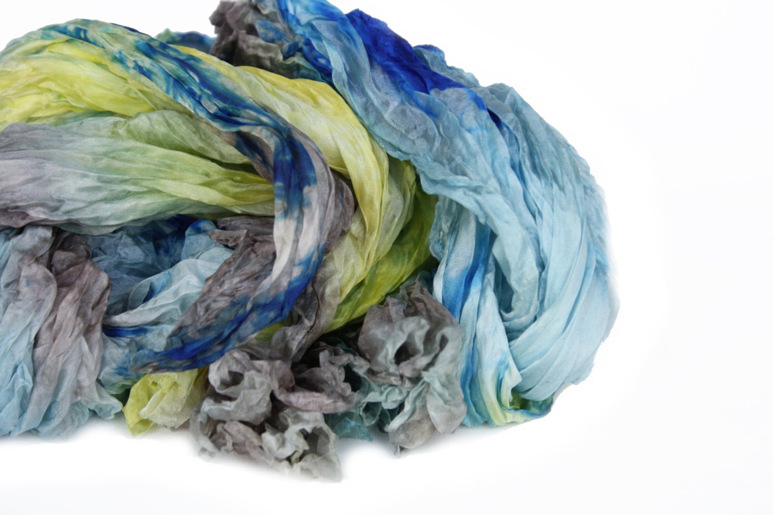 Blue Silk Scarf - Blue Titmouse - Blue, Yellow, Grey-brown, Bright Blue ...