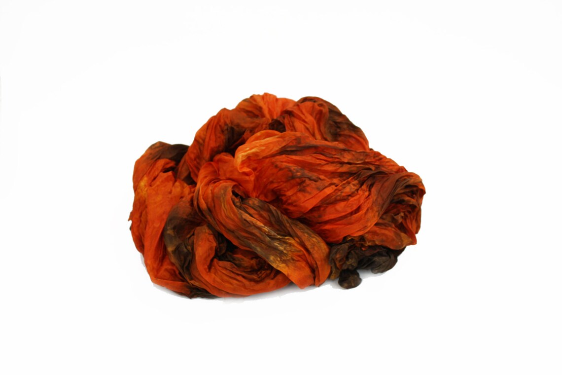 Hand Dyed Silk Scarf - Persimmon - Orange, Brown Silk Scarf. - Etsy