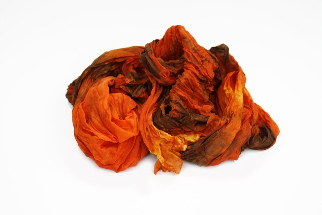 Hand Dyed Silk Scarf - Persimmon - Orange, Brown Silk Scarf. - Etsy