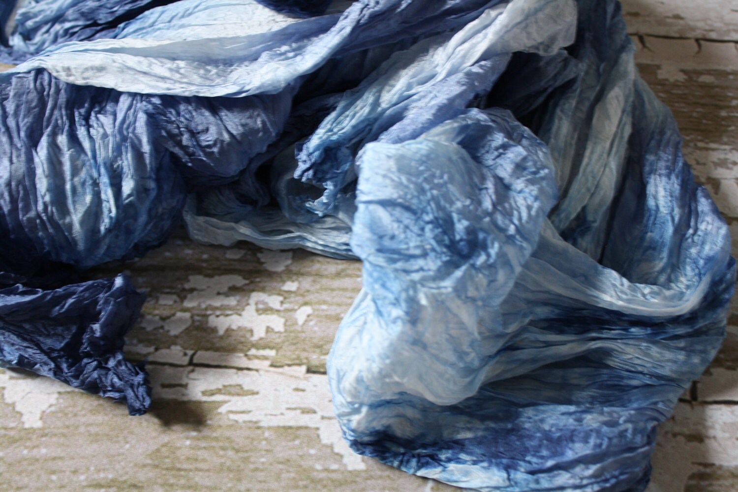 Blue Scarf - Sea Blue - Navy Blue, Light Blue, White Silk Scarf. - Etsy
