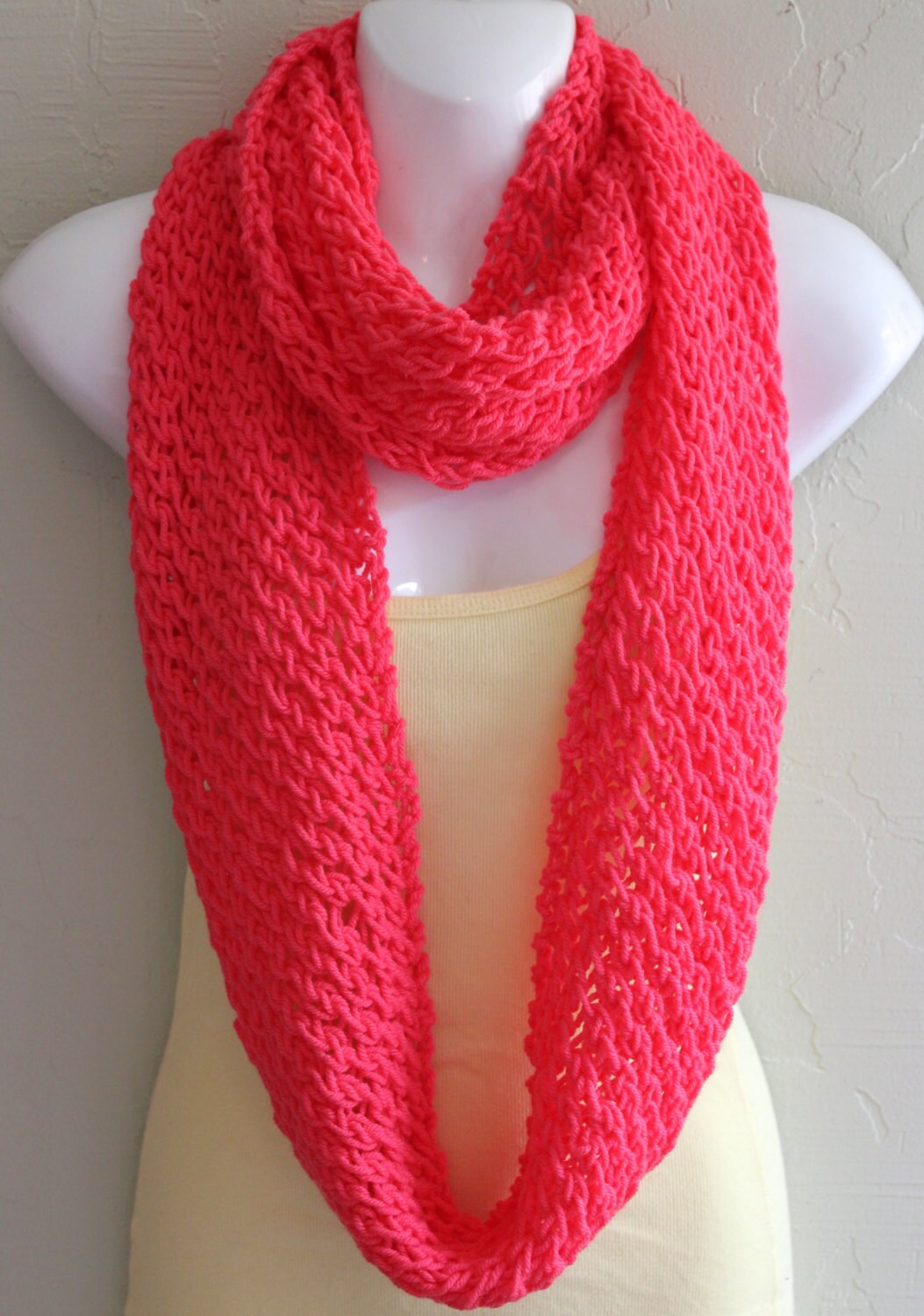Hot Pink Infinity Scarf. Florescent Pink Infinity Scarf. Bright Pink ...