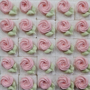 Sugar Cubes With Pink Royal Icing Flower Decoration for Your Tea Party ...