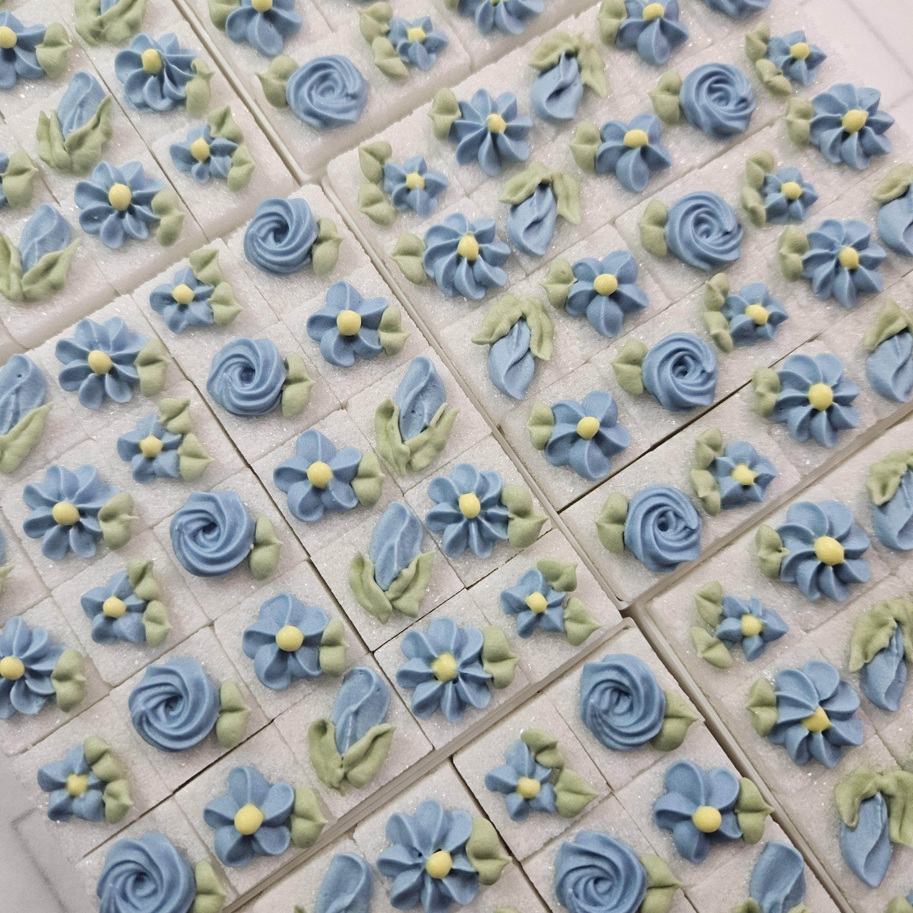 Sugar Cubes With Blue Royal Icing Flower Decoration for Your Tea Party ...