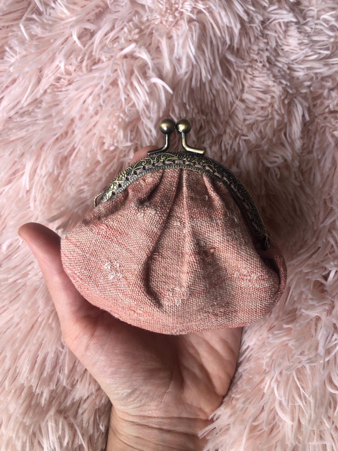 Handwoven Linen Clamshell Purse/naturally Dyed - Etsy