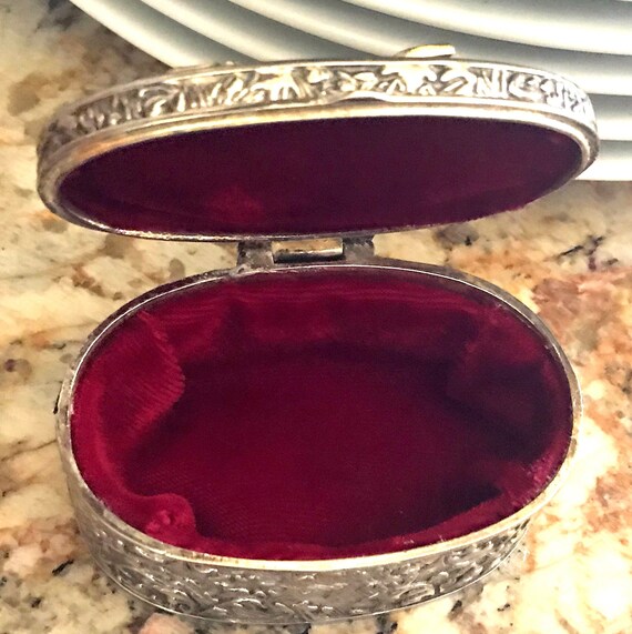 Vintage Silver Plated Hinged Jewelry Box, Trinket Box… - Gem