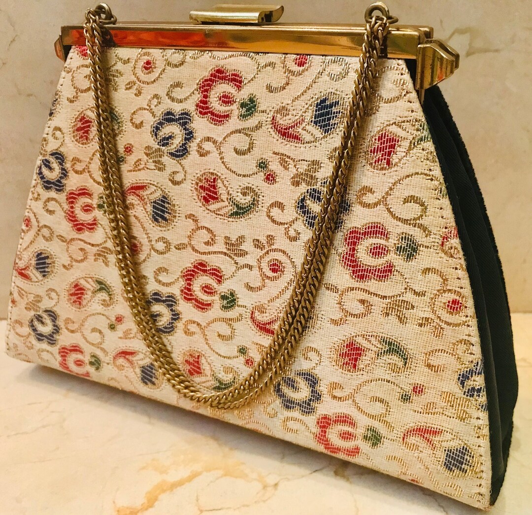Rare Mid Century L&M Tapestry Bag by EDWARD'S Vintage 50s Floral ...