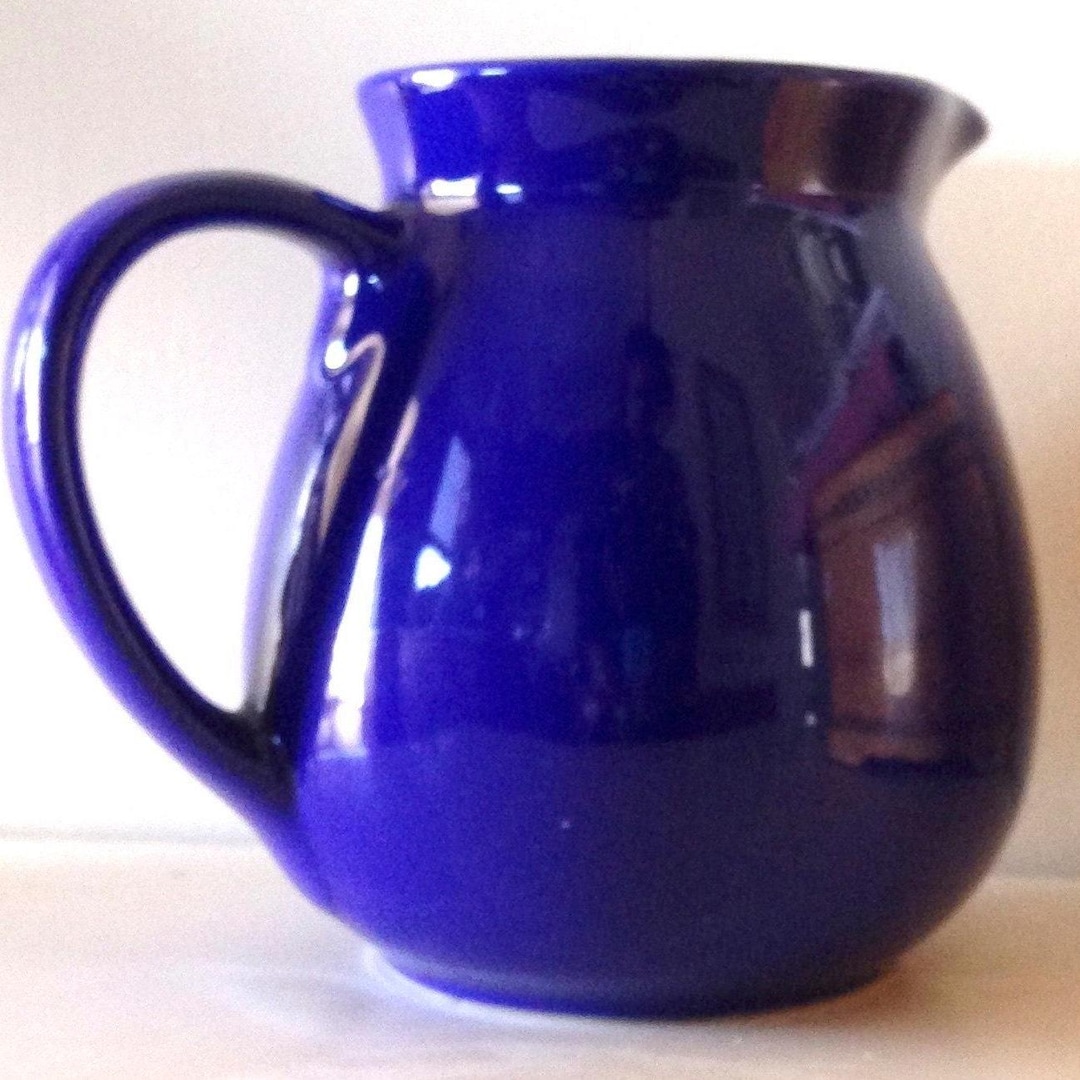 Hand-painted Cobalt Blue Pottery Pitcher: French Country Stoneware Vase ...