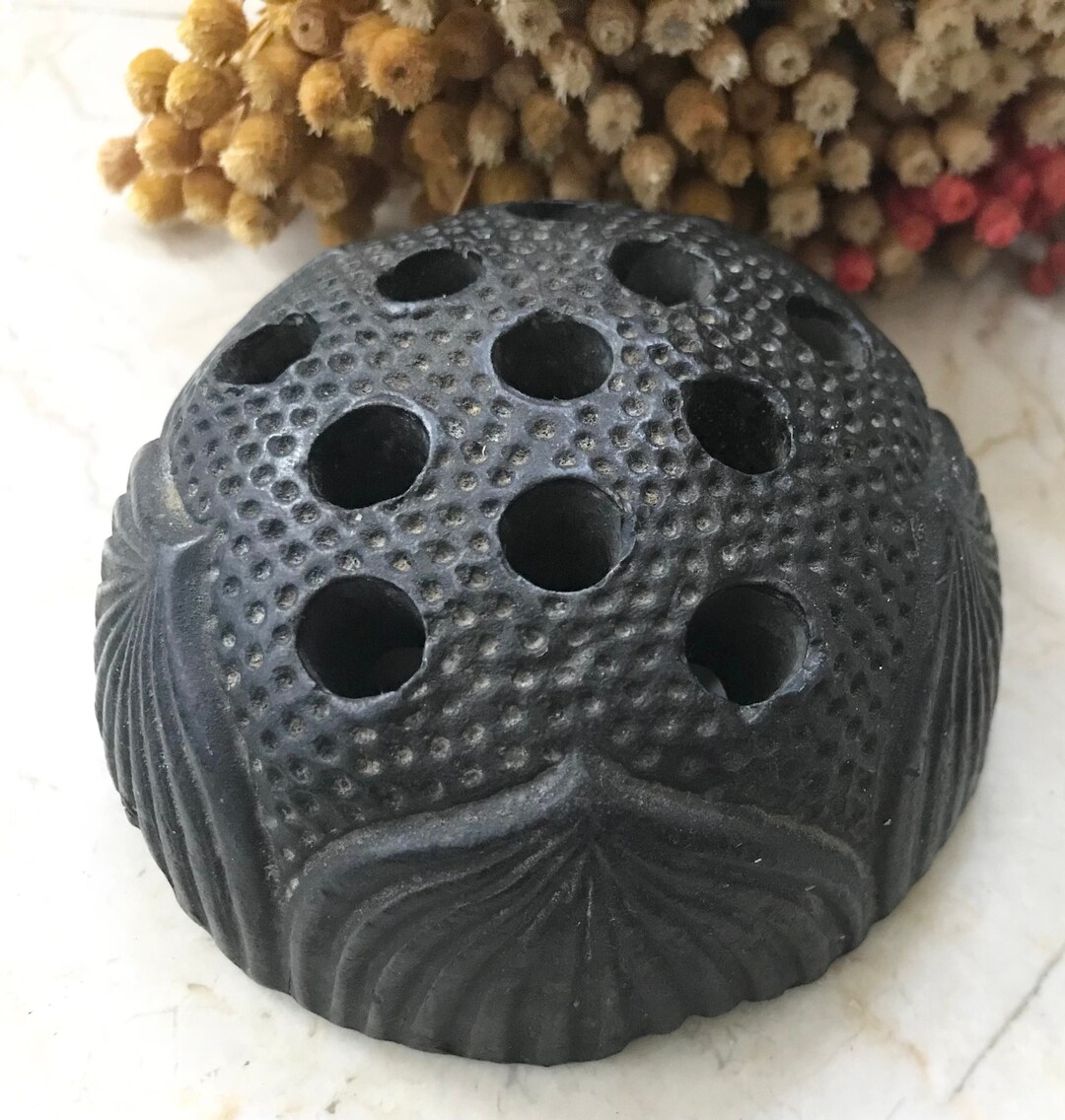 Ceramic Black Lotus Flower Frog/holder MMC Japanese Ikebana - Etsy