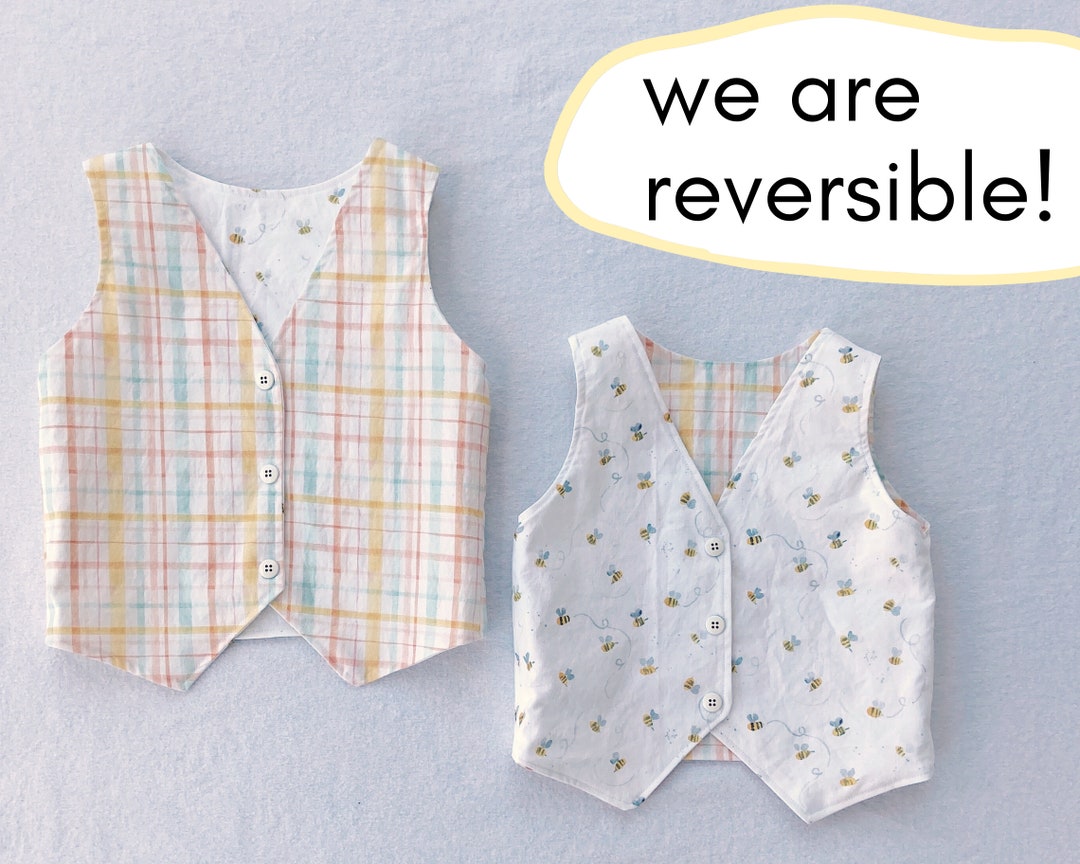 Plaid Easter Vest, Honeybee Vest, Reversible Vest, Toddler Easter ...