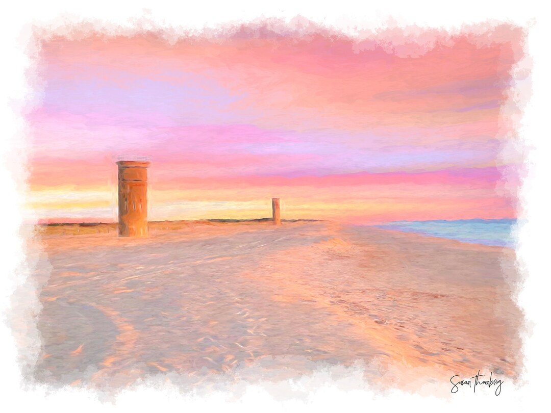 Rehoboth Beach Art Print - World War II Beach Ghost Towers by Susan ...
