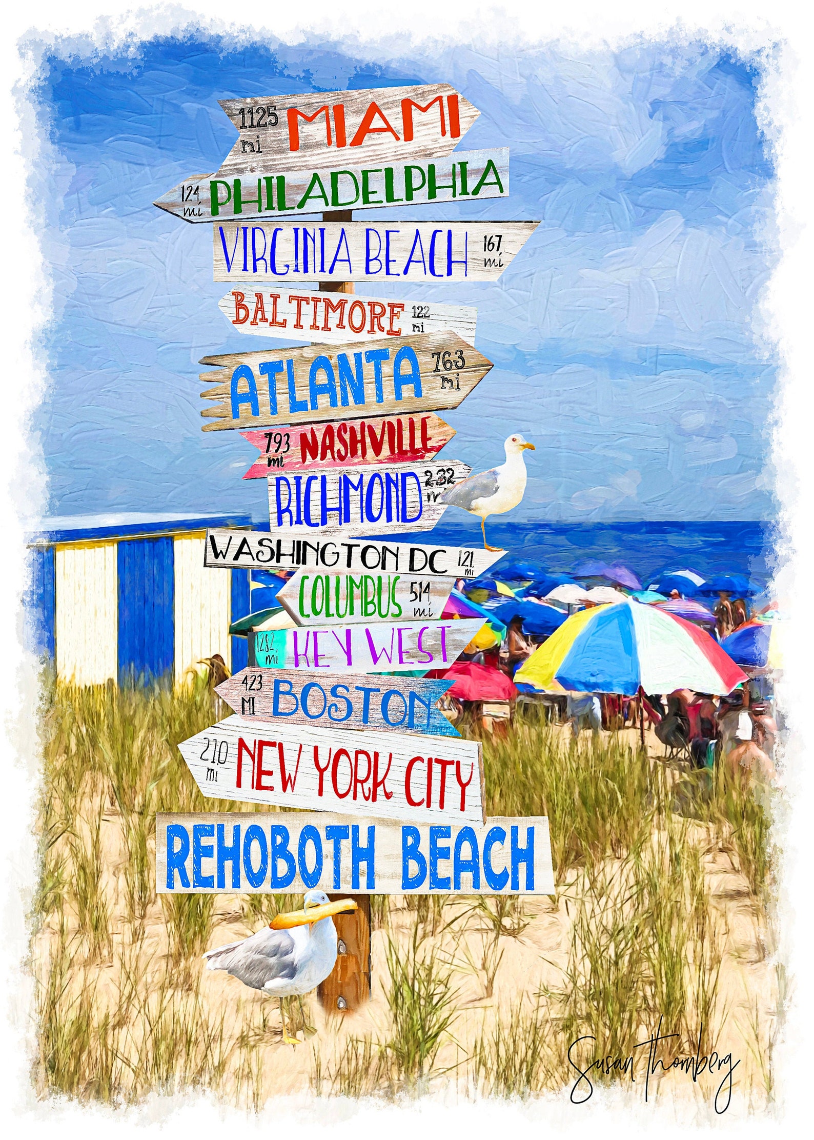 Directional Beach Sign, Rehoboth Beach, Delaware, Atlanta, Miami ...