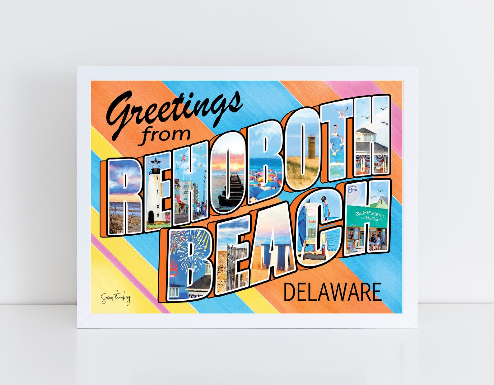 Rehoboth Beach Delaware Art Print – Greetings From, by Susan Thornberg ...
