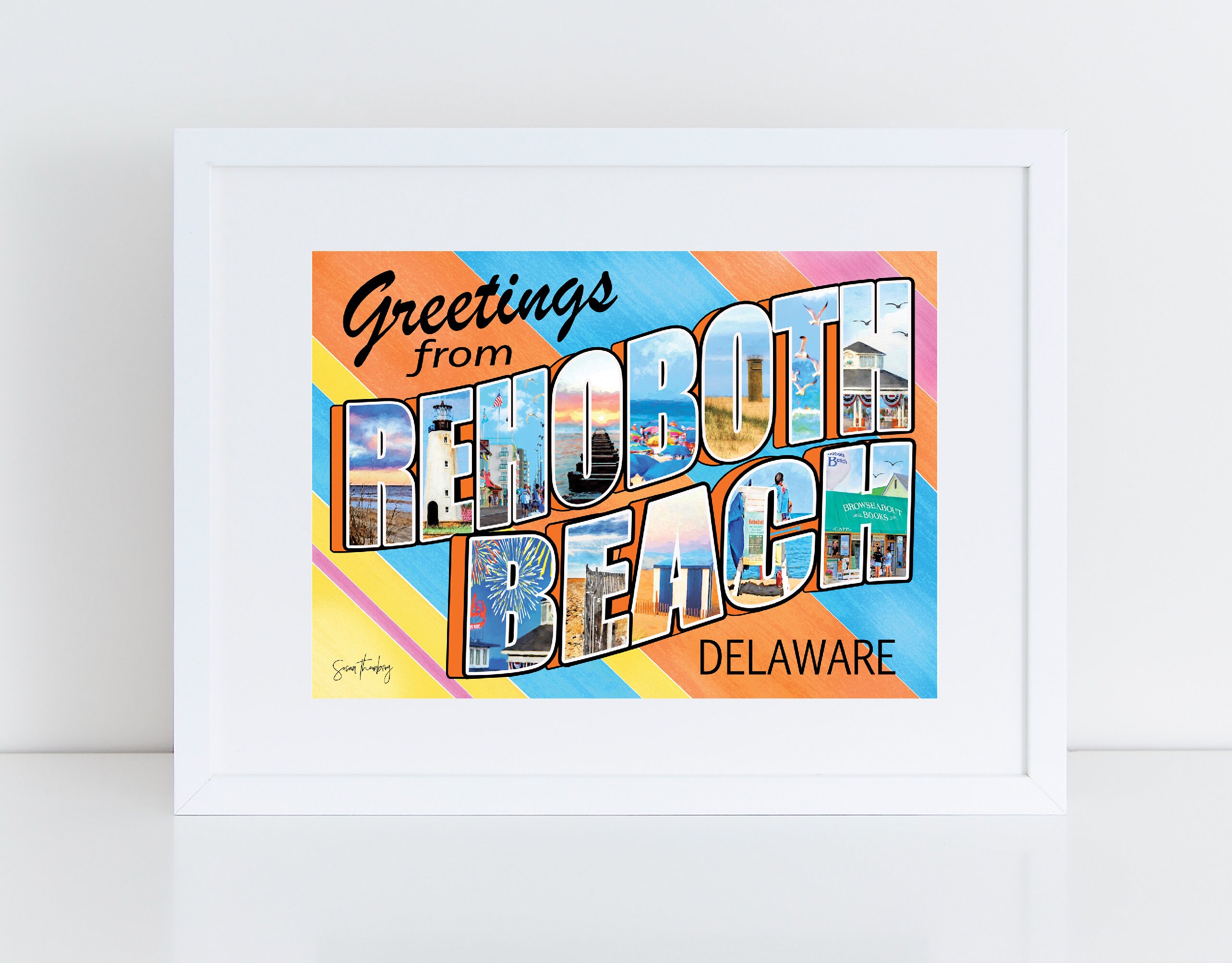 Rehoboth Beach Delaware Art Print – Greetings From, by Susan Thornberg ...