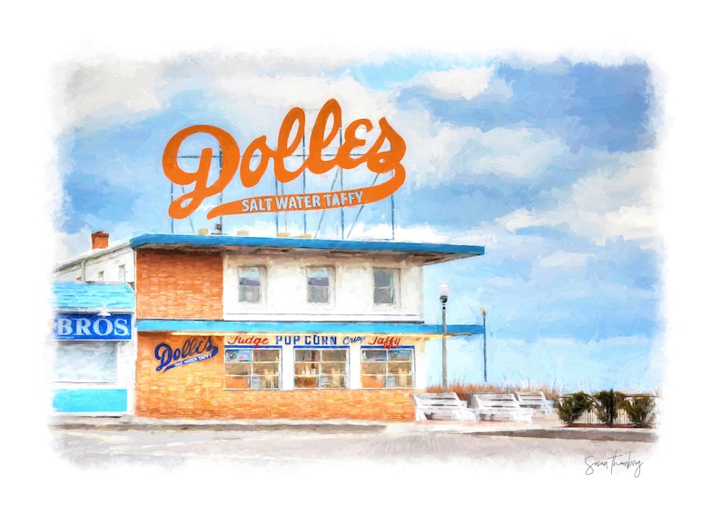 Rehoboth Beach Art Print - Dolles on the Boardwalk by Susan Thornberg ...