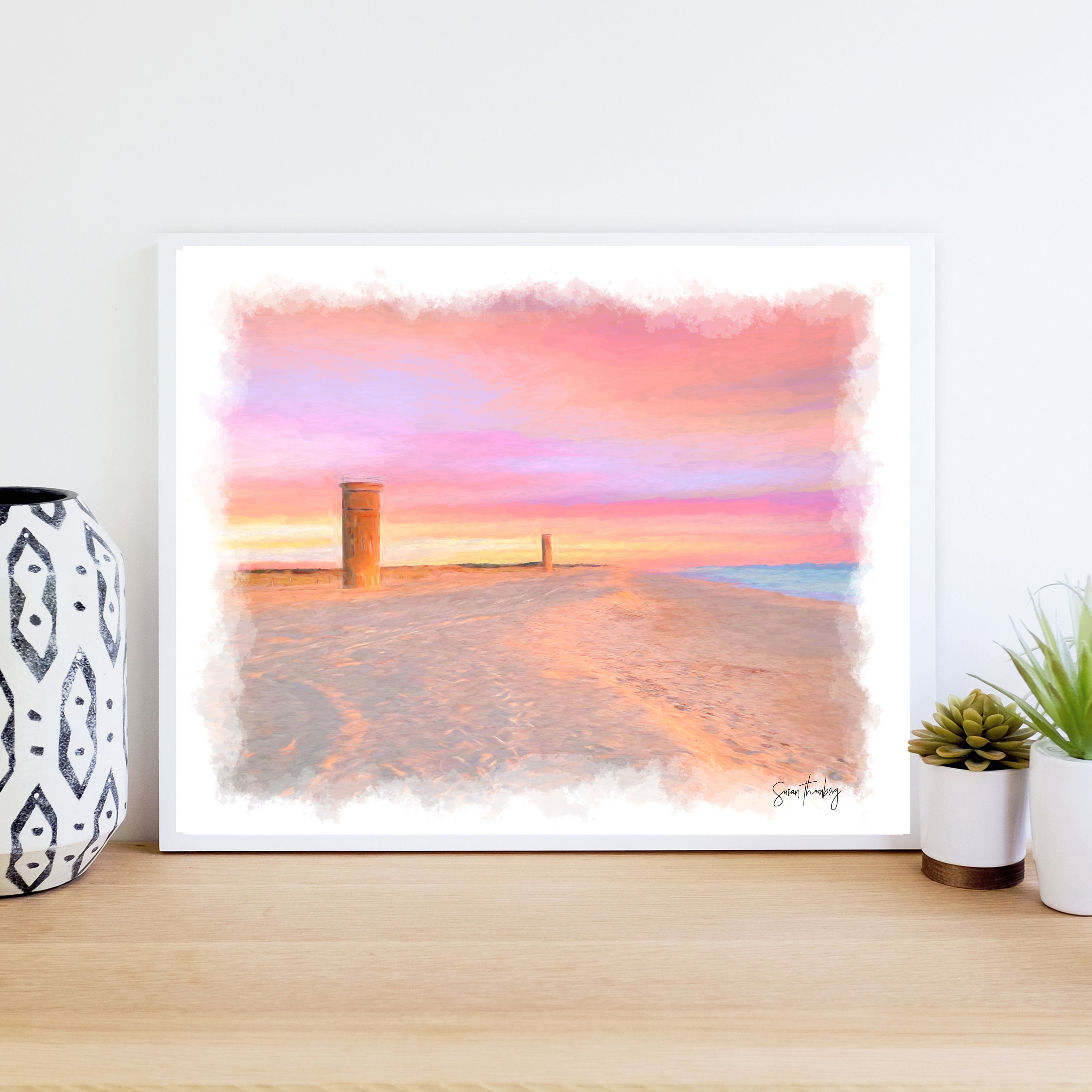 Rehoboth Beach Art Print - World War II Beach Ghost Towers by Susan ...
