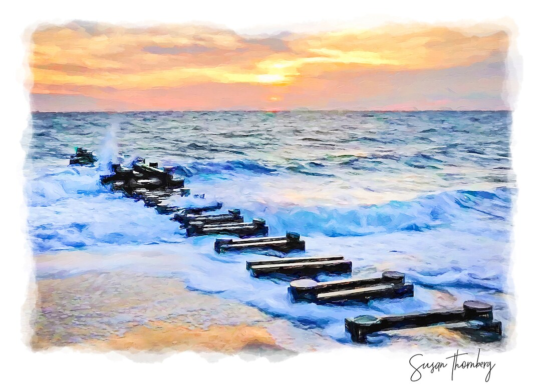 Rehoboth Beach Art Print - Jetty Sunrise by Susan Thornberg - Etsy