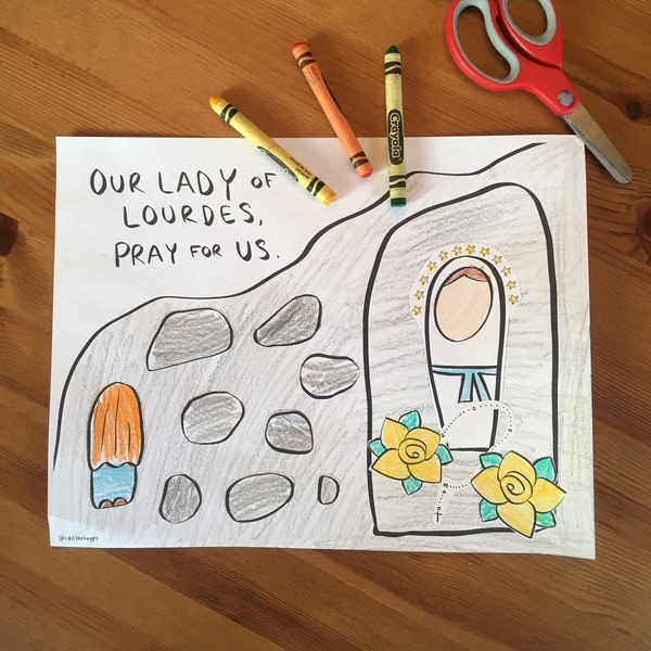 Our Lady of Lourdes Coloring Page - Etsy