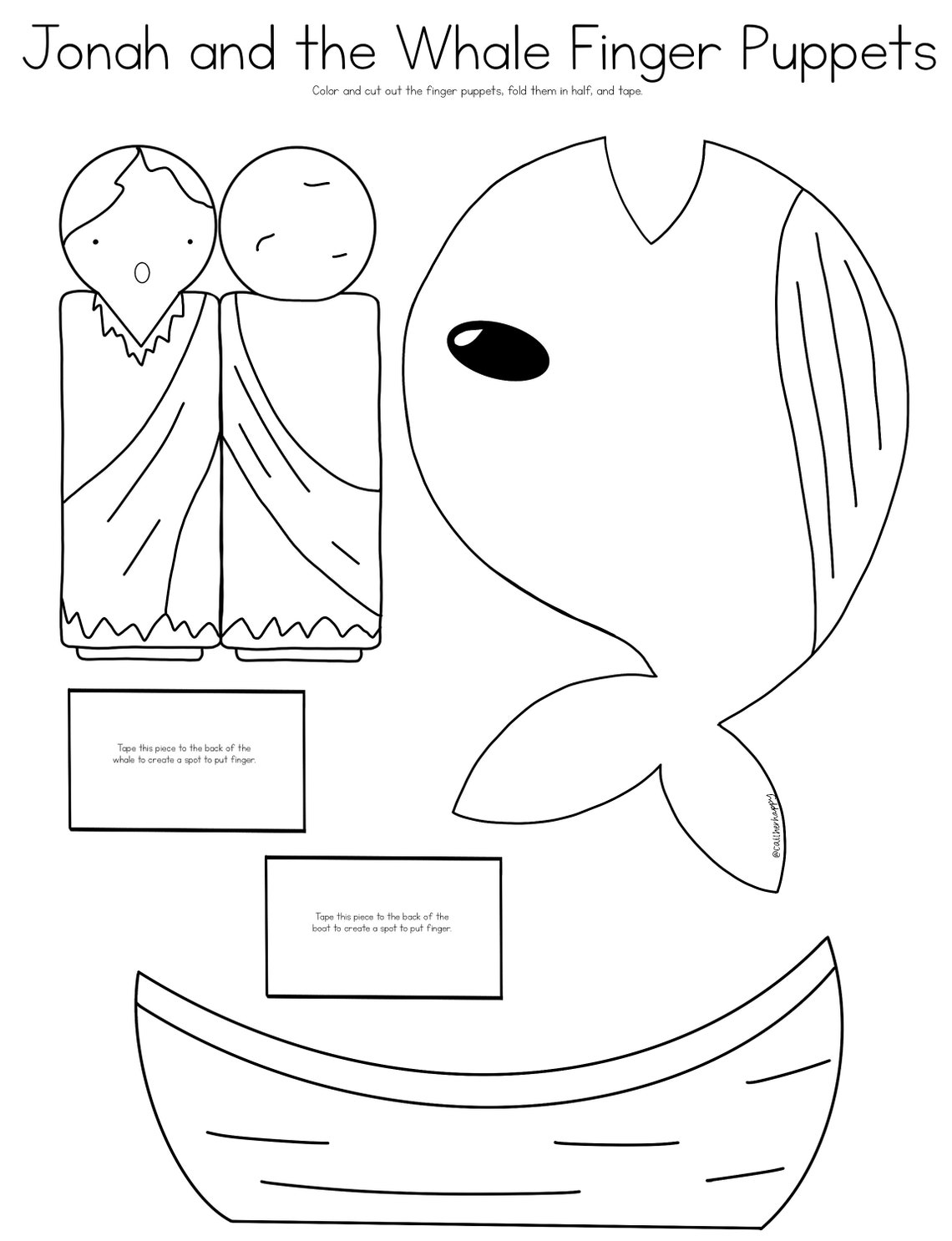 Jonah and the Whale Bible Story Finger Puppets Worksheet Printable ...