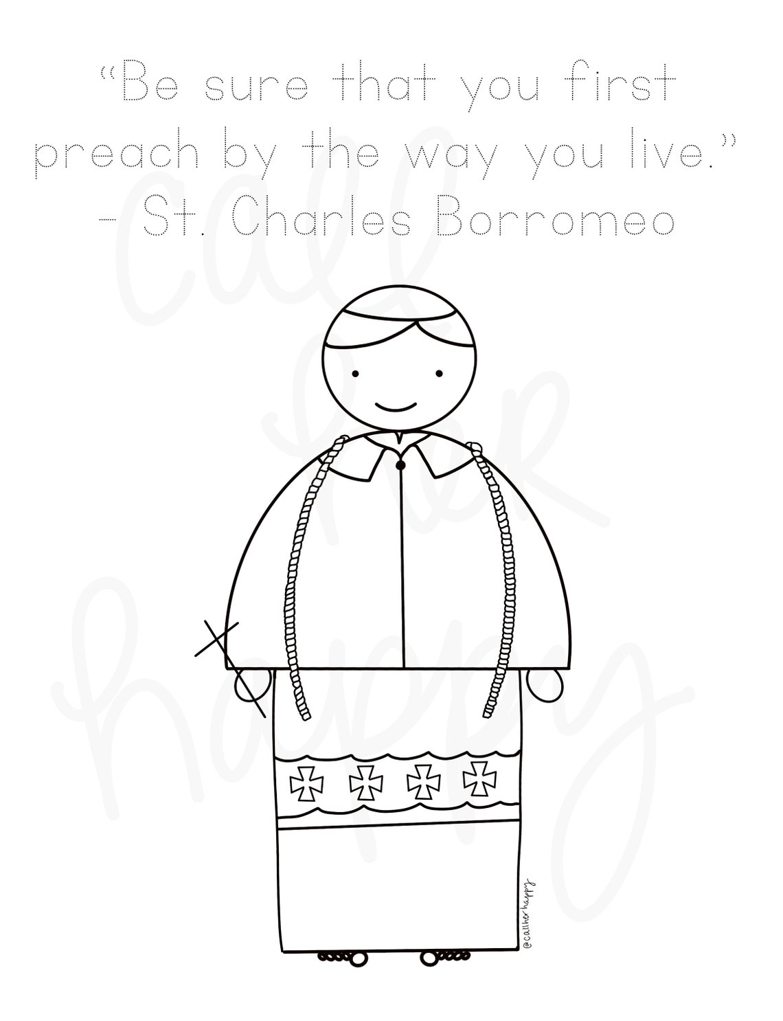 St. Charles Borromeo Coloring Page Sheet Liturgical Year - Etsy