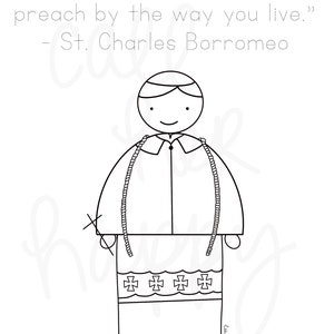 St. Charles Borromeo Coloring Page Sheet Liturgical Year Catholic ...