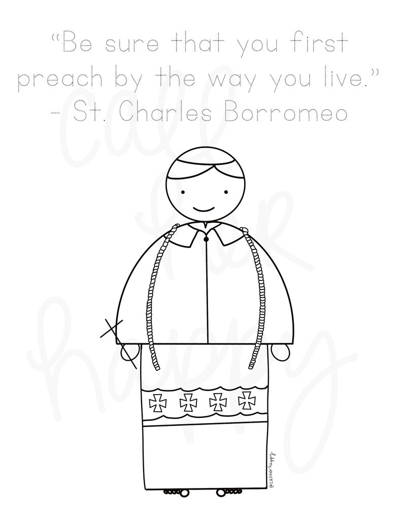 St. Charles Borromeo Coloring Page Sheet Liturgical Year | Etsy