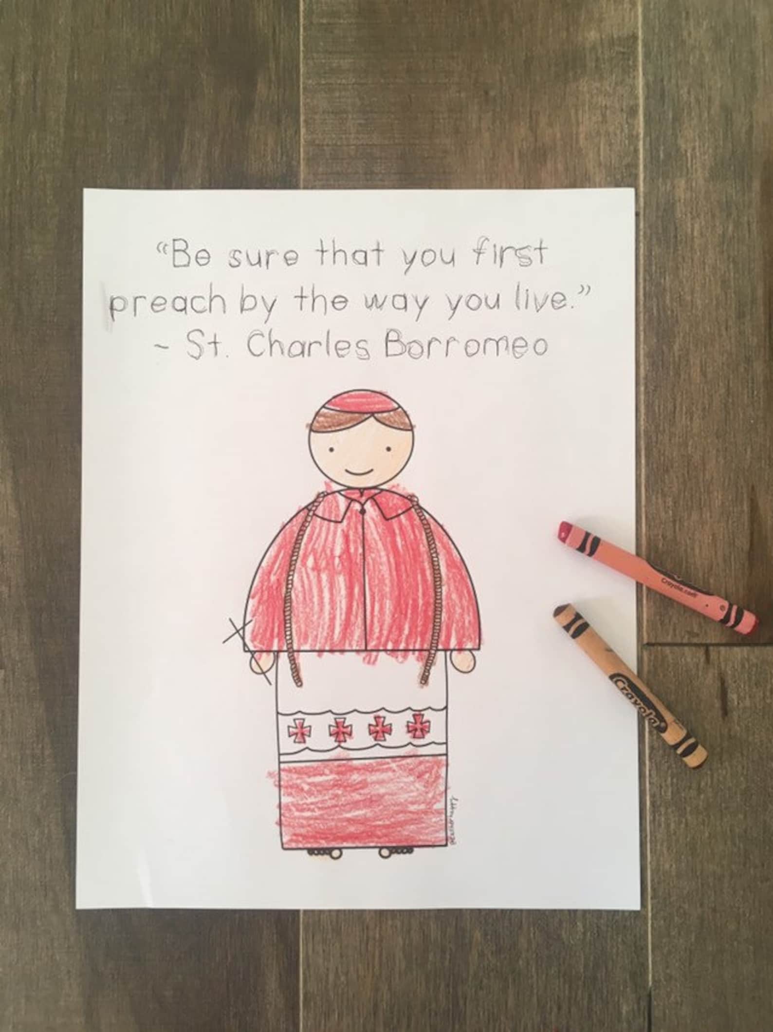 St. Charles Borromeo Coloring Page Sheet Liturgical Year - Etsy