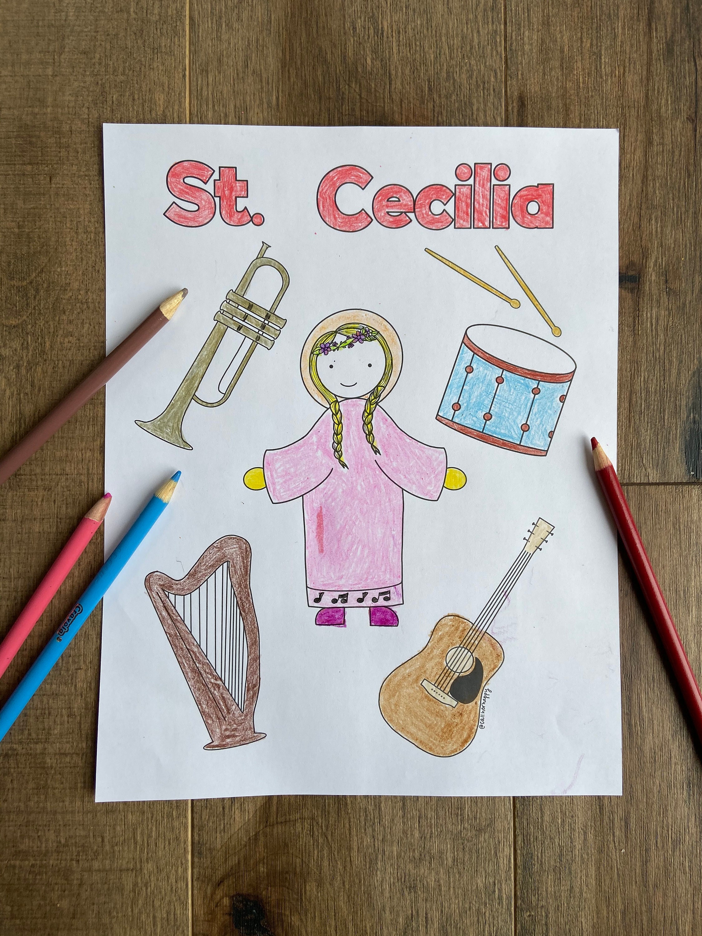 St. Cecilia Music Class Coloring Page Sheet Liturgical Year Catholic ...