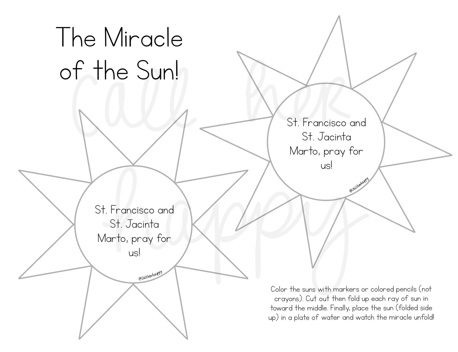 Fatima St Francisco Jacinta Marto Printable Coloring Page | Etsy