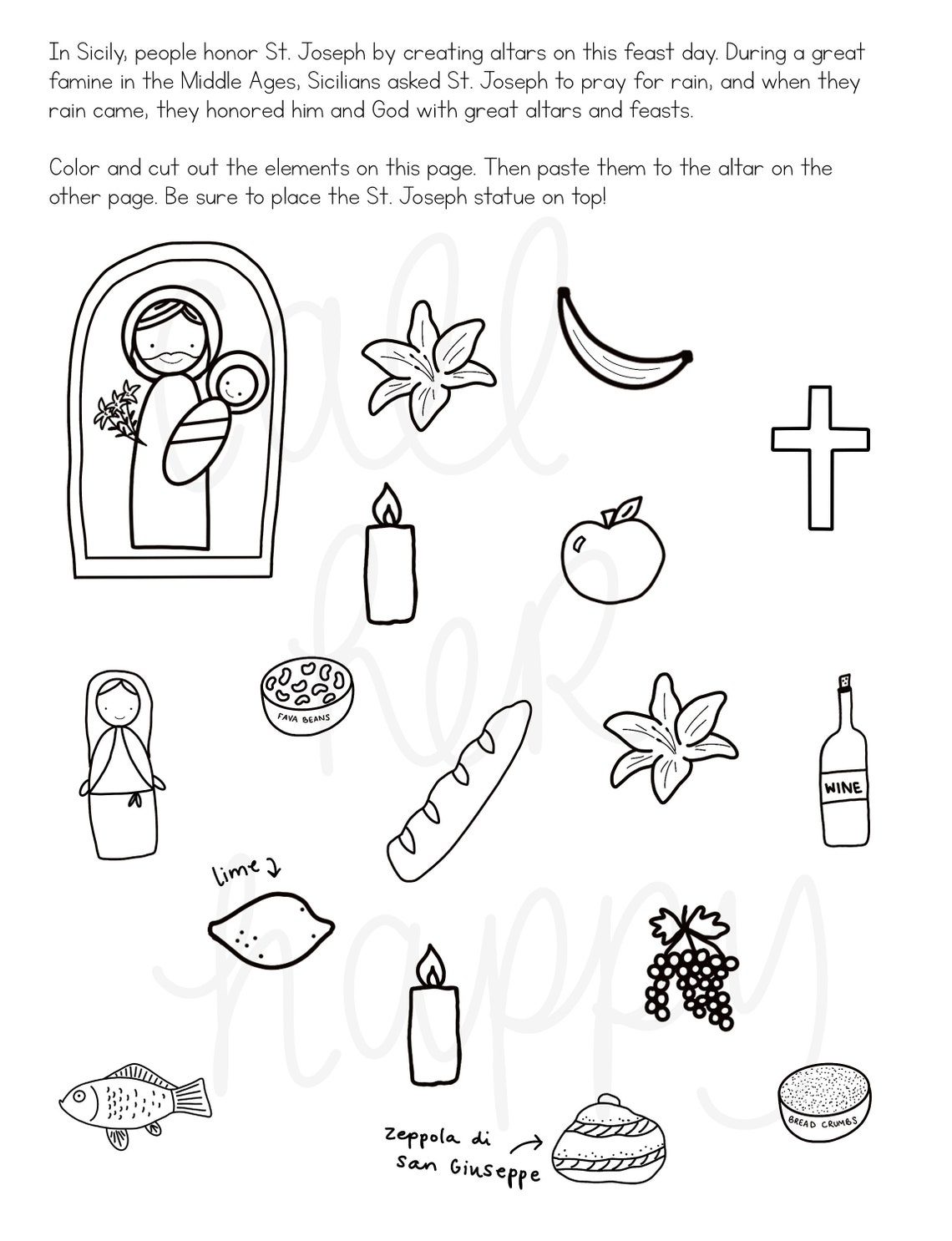 St. Joseph Altar Italian Printable Coloring Page Sheet Lazy - Etsy