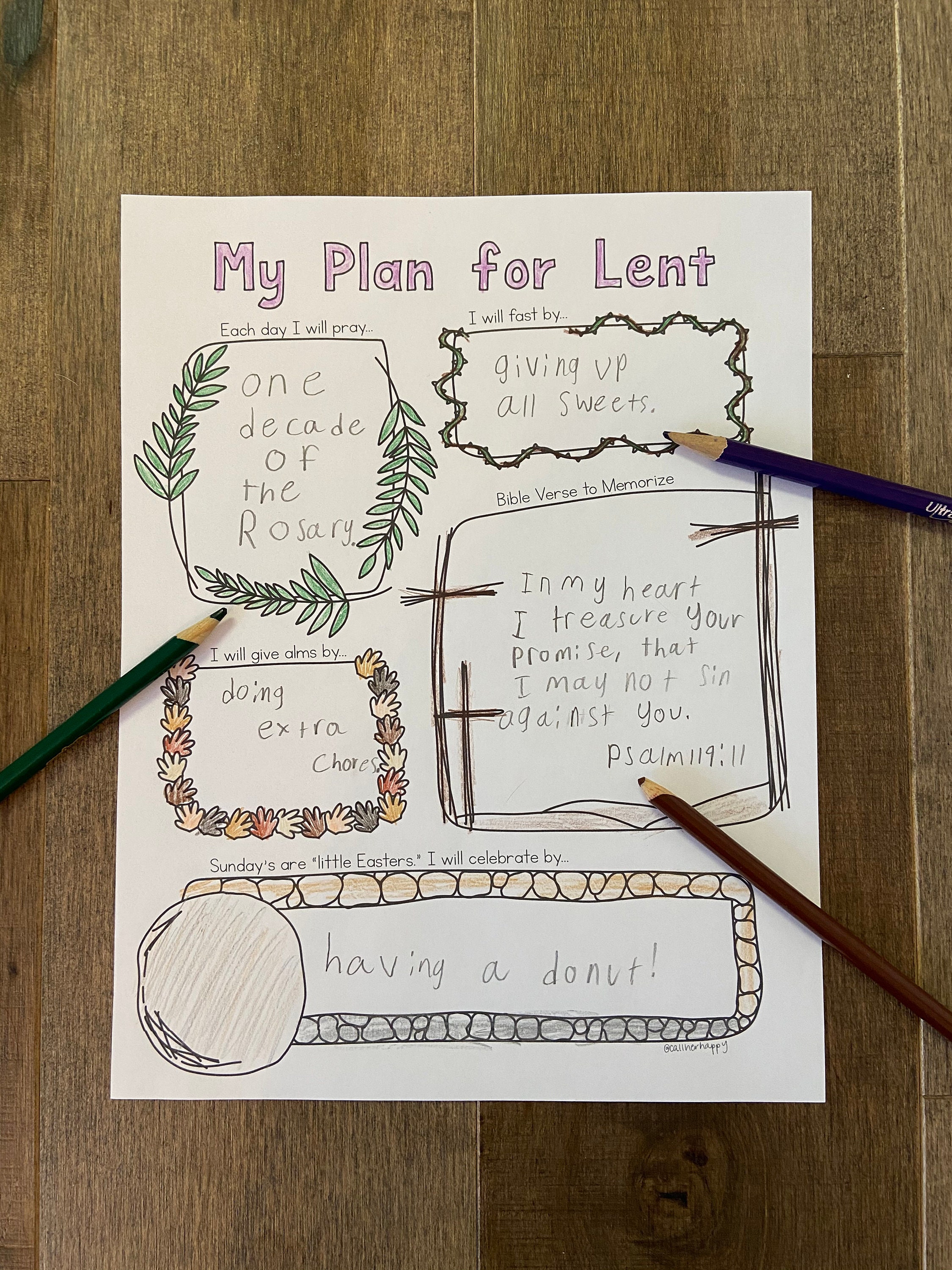 Lent Planner Ash Wednesday Printable Coloring Page Sheet Lazy - Etsy
