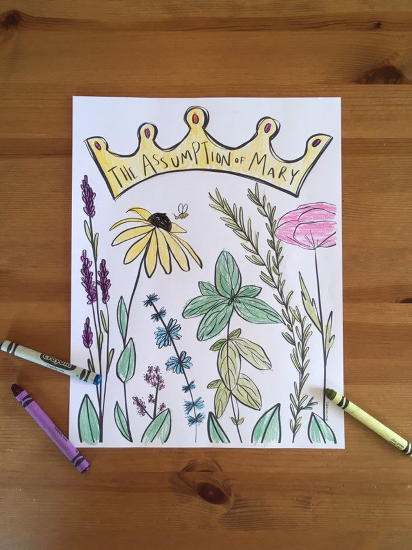 Assumption of Mary Coloring Page Sheet Liturgical Year Catholic ...