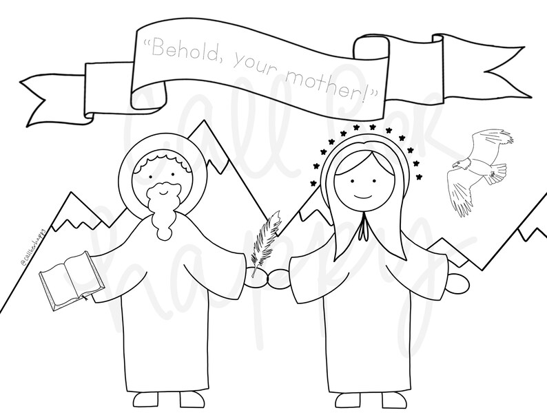 St. John the Evangelist Printable Coloring Page Sheet Lazy - Etsy