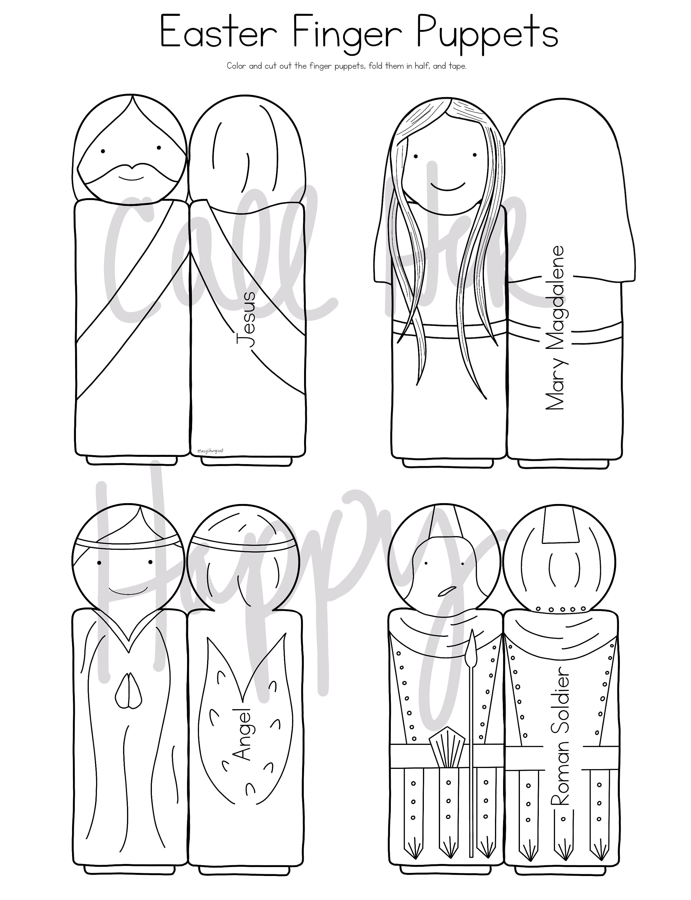 Easter Stations Cross Bible Story Finger Puppets Worksheet Printable ...