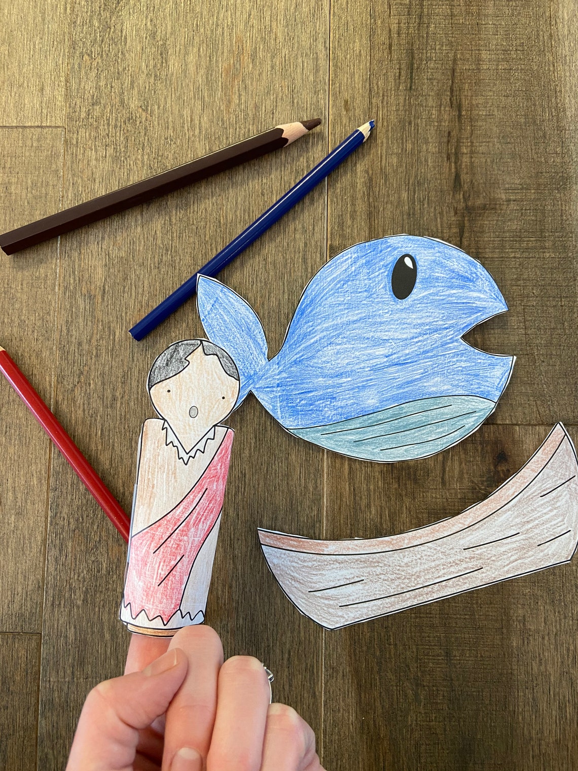 Jonah and the Whale Bible Story Finger Puppets Worksheet Printable ...