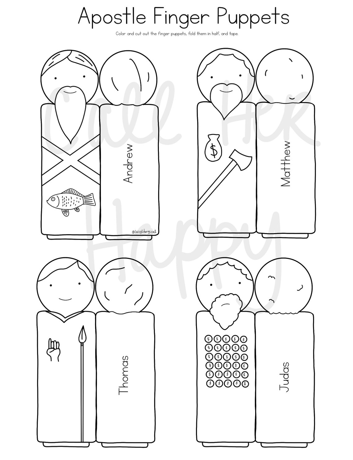 12 Apostles Disciples Bible Story Finger Puppets Worksheet - Etsy