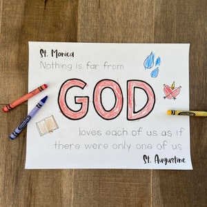 St Augustine Monica Worksheet Printable Coloring Page Sheet Liturgical ...