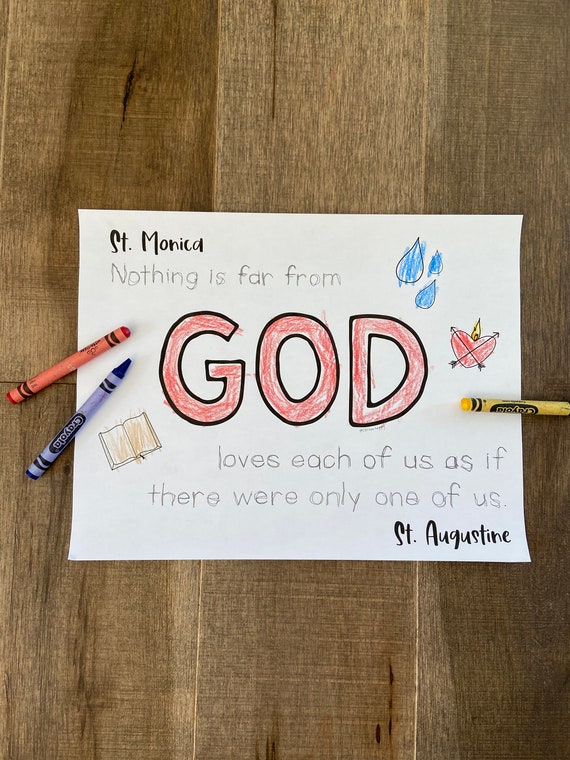St augustine monica worksheet printable coloring page sheet | Etsy