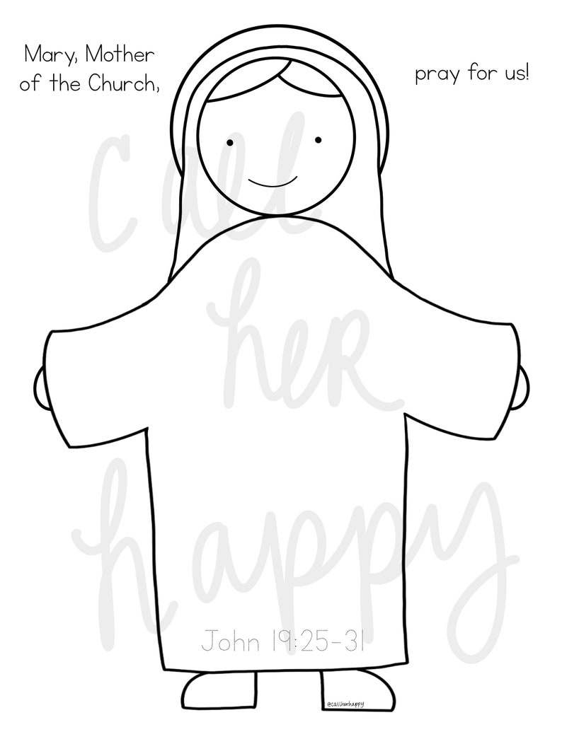 Mary Mother Church Worksheet Printable Coloring Page Sheet Liturgical ...