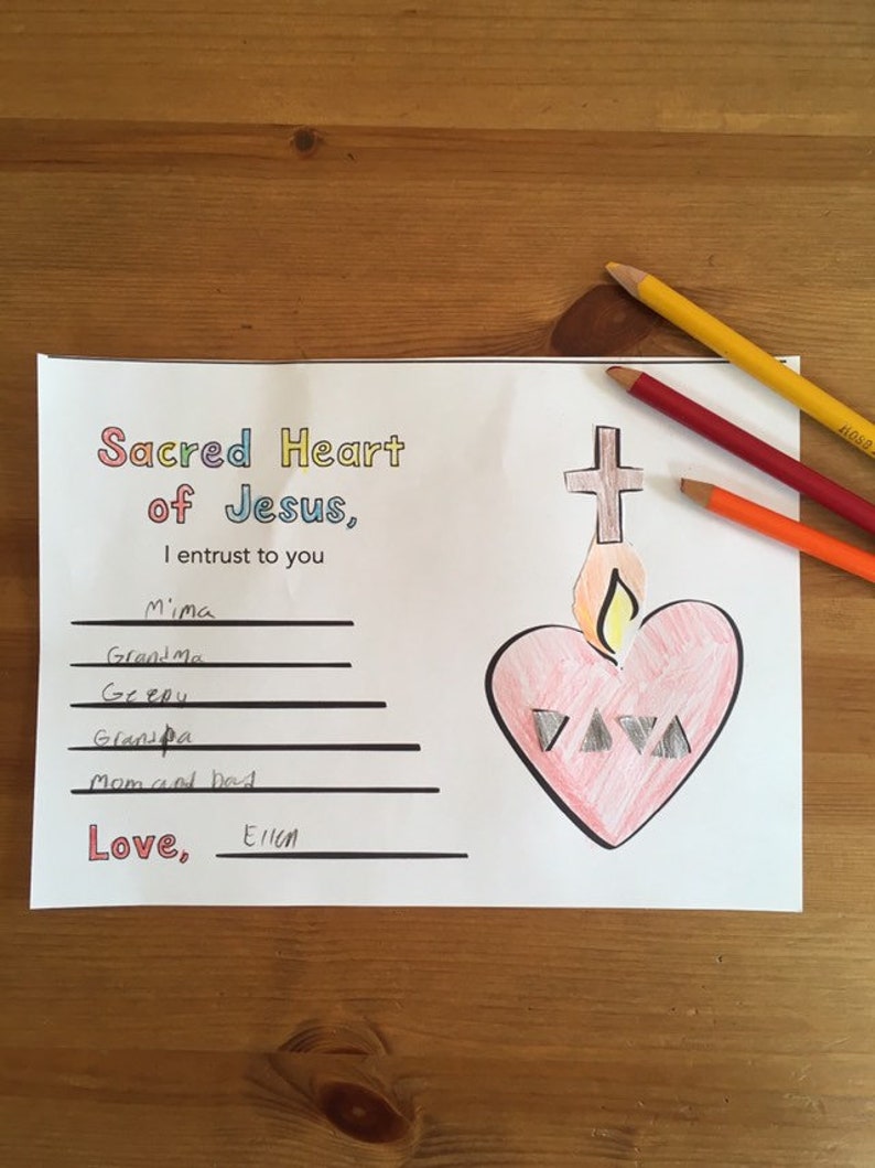 Sacred Heart of Jesus Coloring Page Sheet Liturgical Year - Etsy