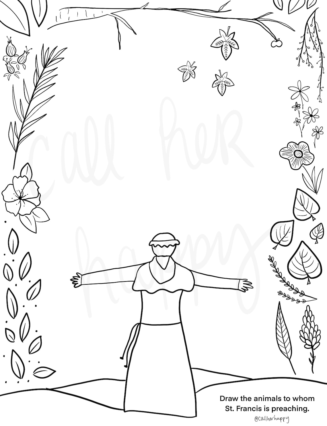 St. Francis of Assisi Coloring Page Sheet Liturgical Year - Etsy