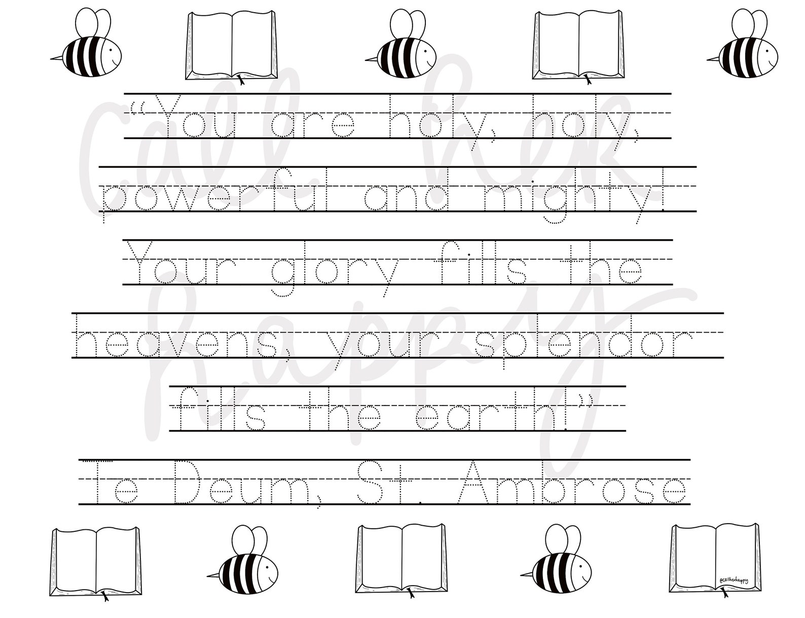 St. Ambrose Te Deum Printable Coloring Page Sheet Lazy | Etsy