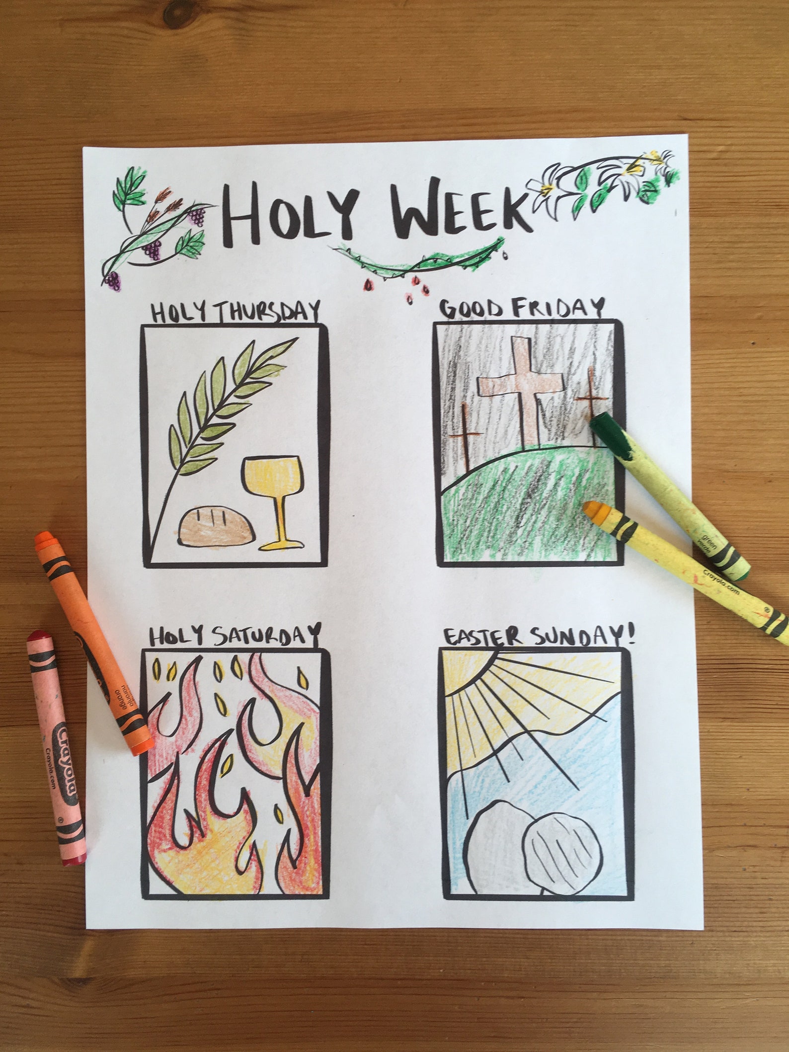 Holy Week Coloring Page Sheet Liturgical Year Catholic | Etsy