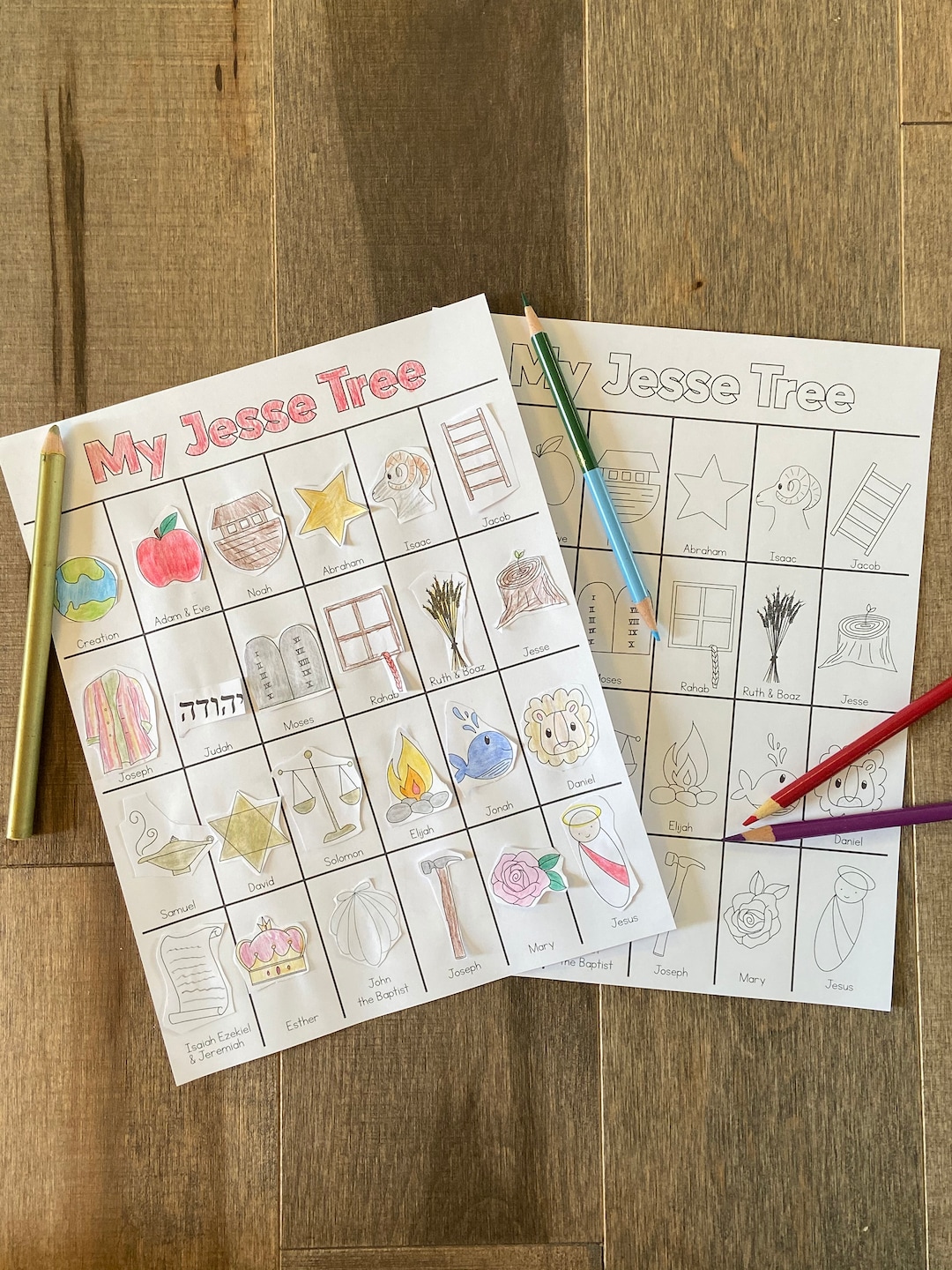 Jesse Tree Advent Christmas Printable Coloring Page Sheet Lazy ...