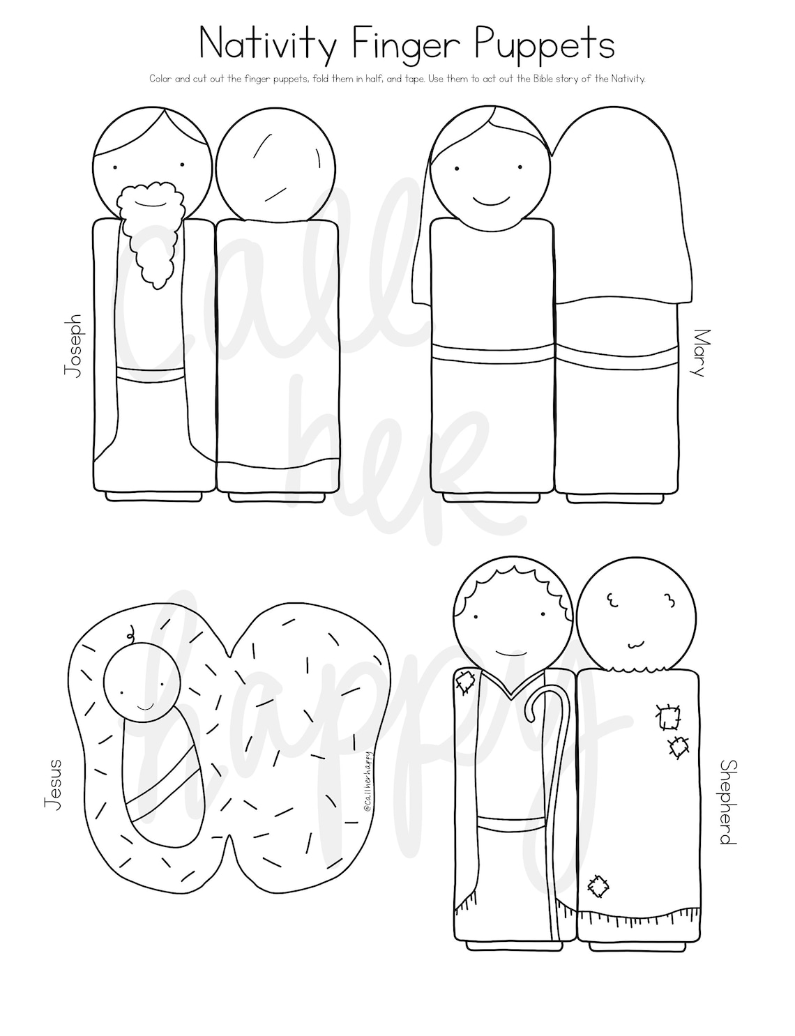 Nativity Christmas Story Bible Finger Puppets Worksheet - Etsy