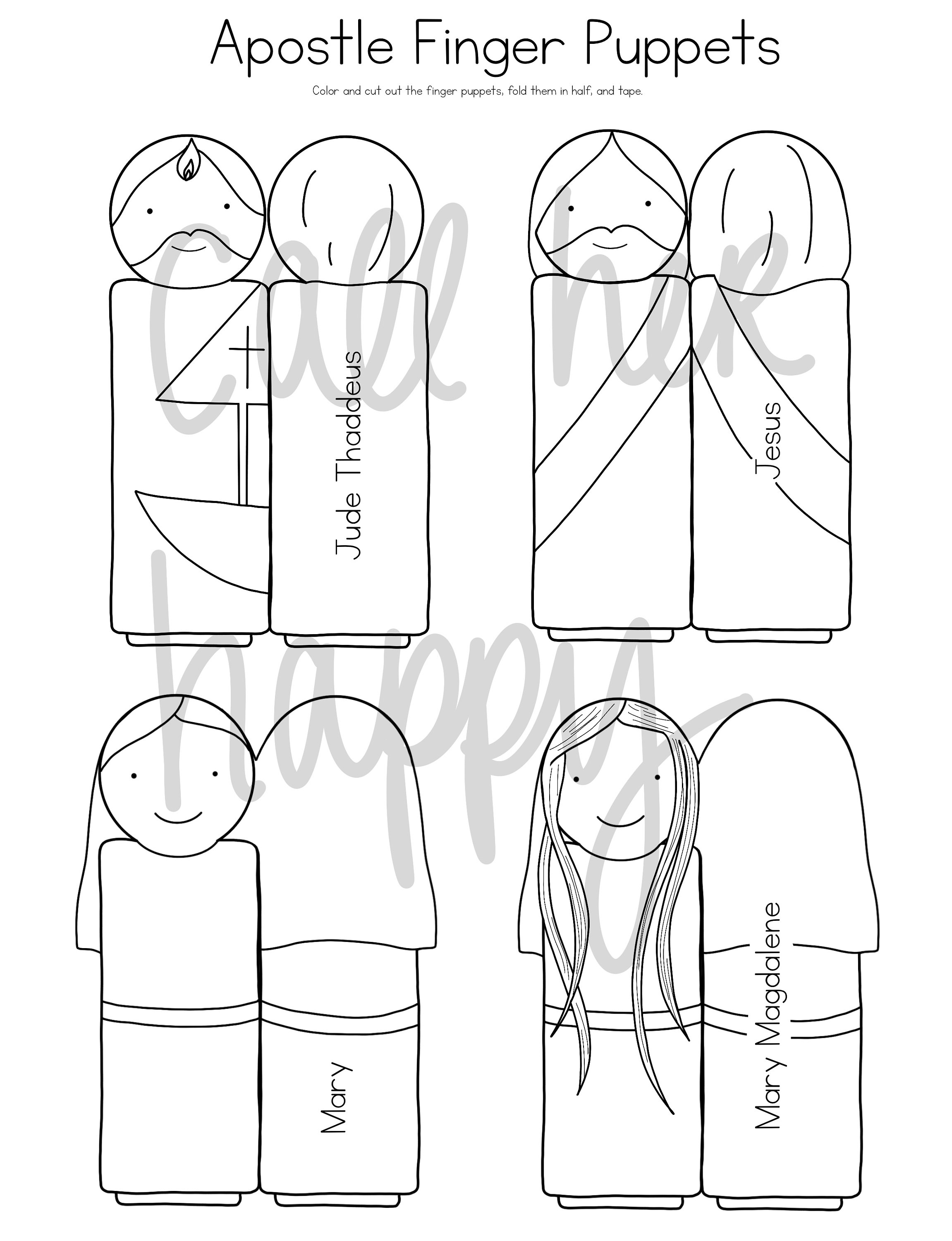 12 Apostles Disciples Bible Story Finger Puppets Worksheet - Etsy UK