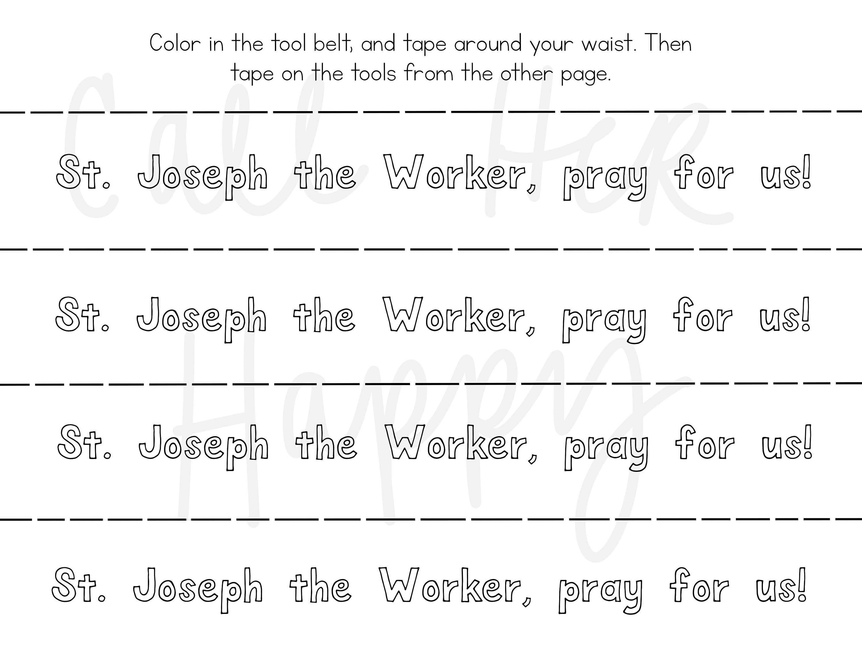 St Joseph worker coloring page sheet liturgical year catholic | Etsy