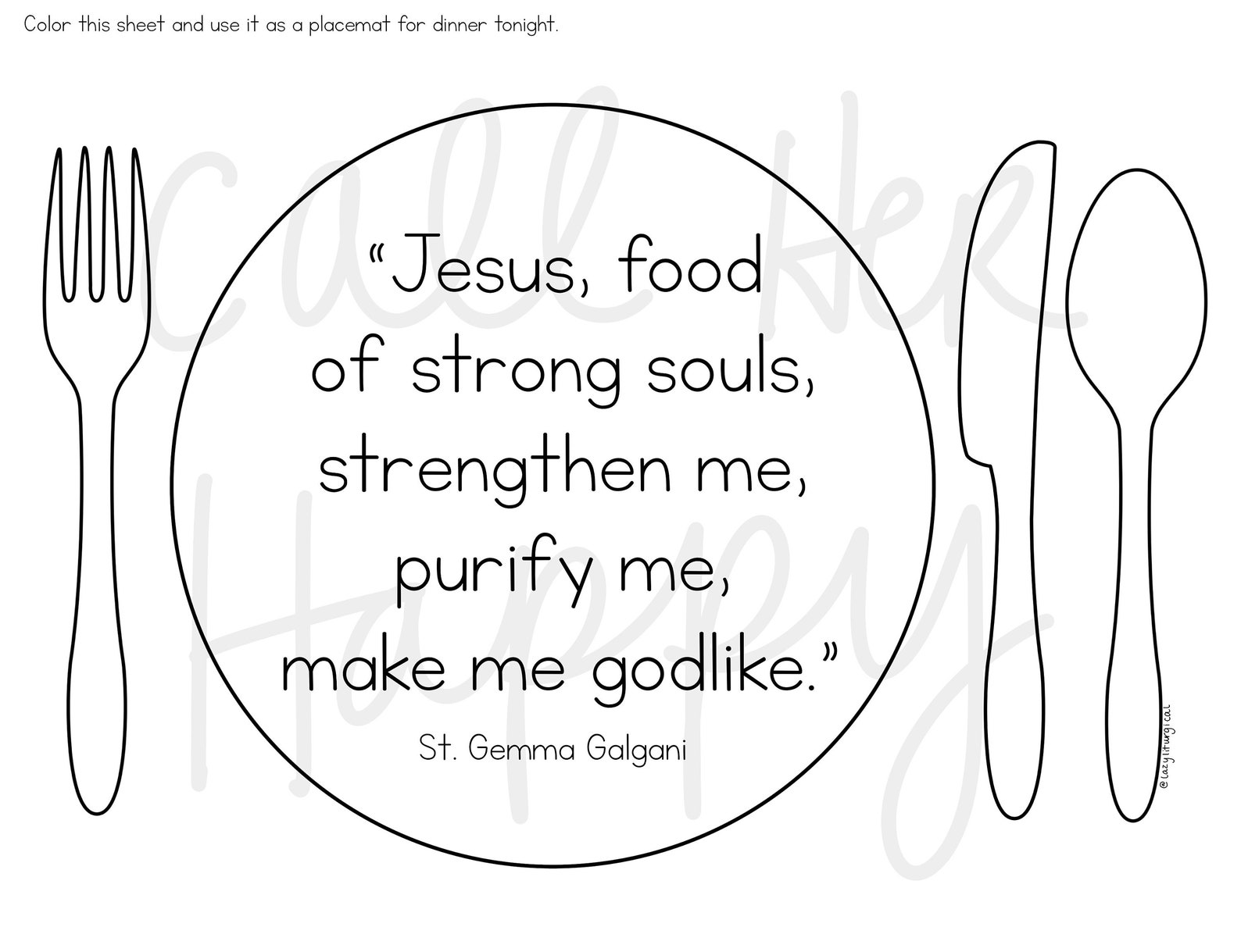 St Gemma Galgani Worksheet Printable Coloring Page Sheet Liturgical ...