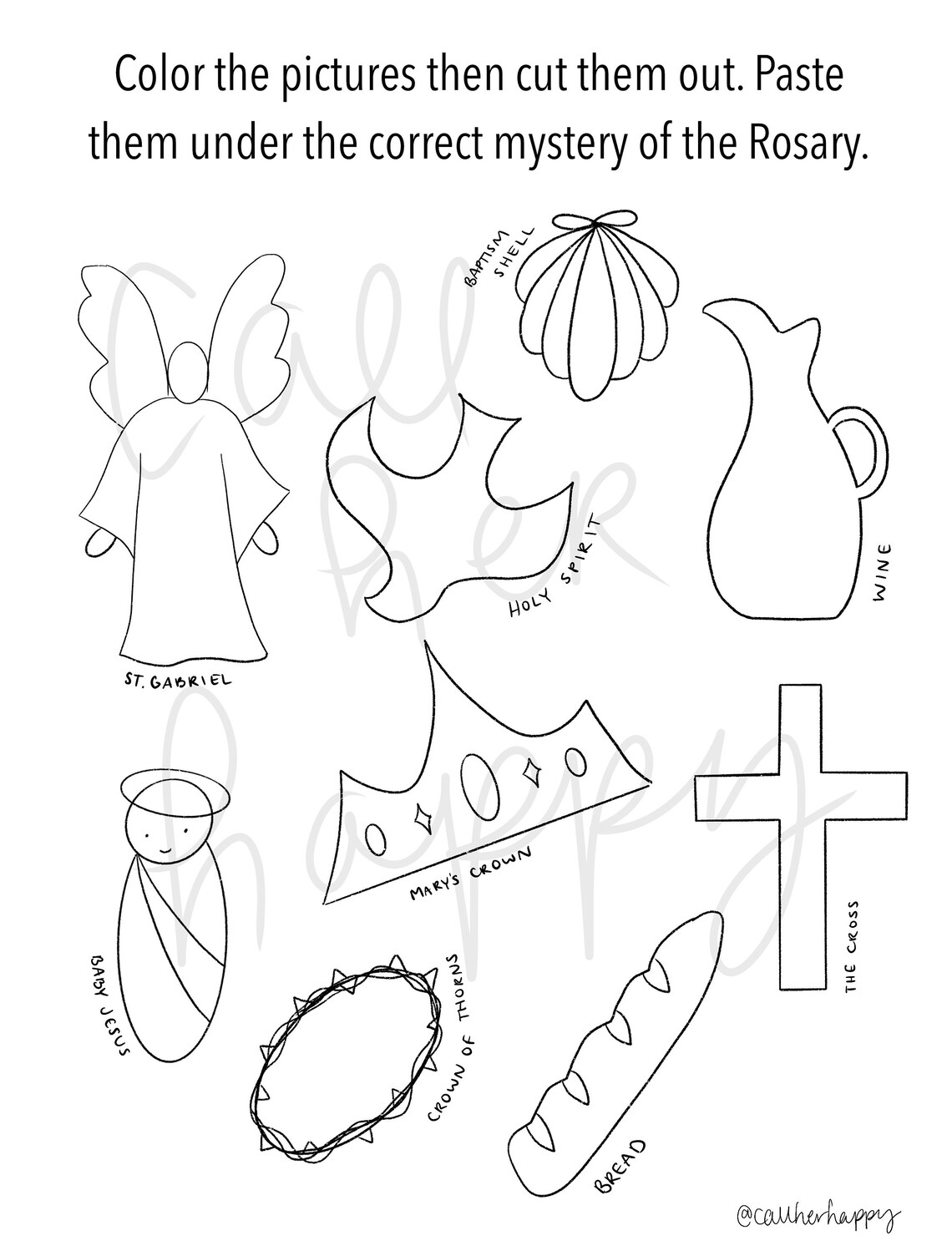 Month of the Rosary Mary Coloring Page Sheet Printable Catholic ...