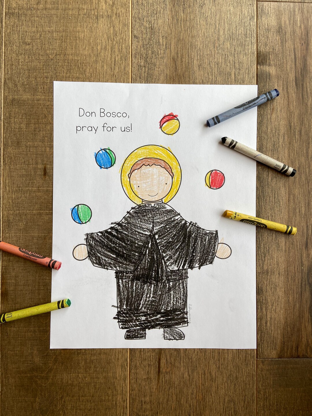 St John Bosco Juggling Printable Coloring Page Sheet Lazy Liturgical ...